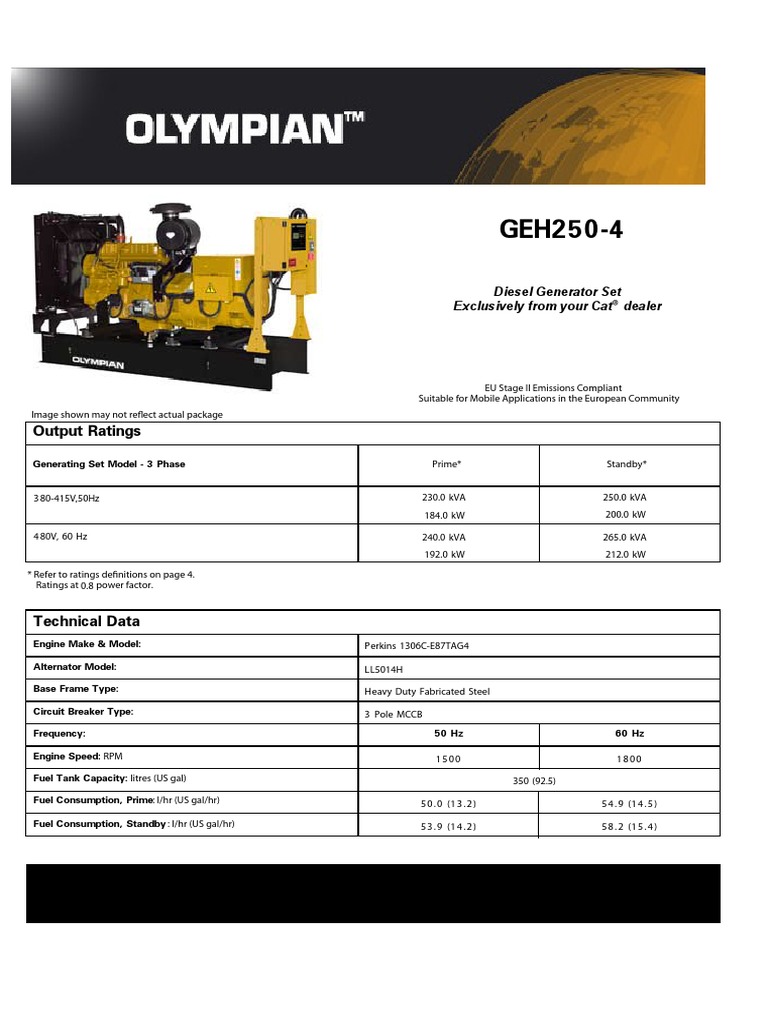 GEH250 230 Prime | PDF | Diesel Engine | Engines