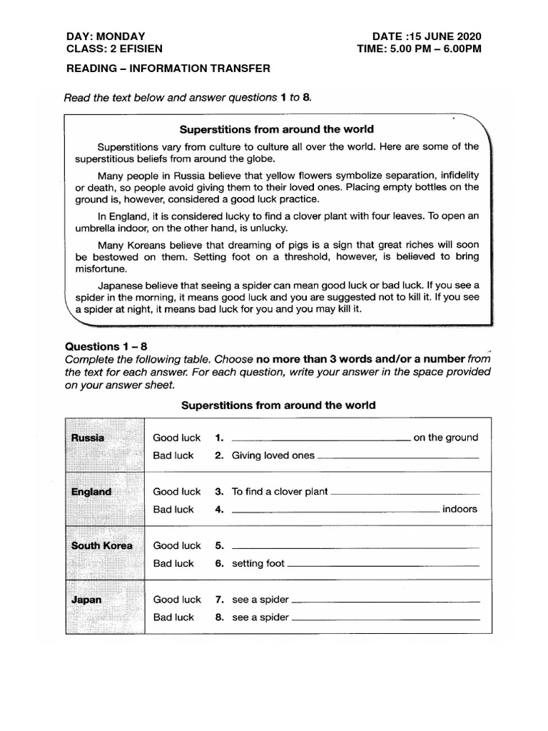 Class 2 Efficient Reading Session | PDF