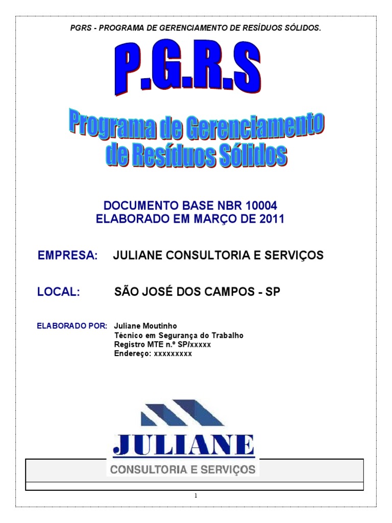 Modelo de PGRS Programa de Gerenciamento de Residuos Solidos | Download ...