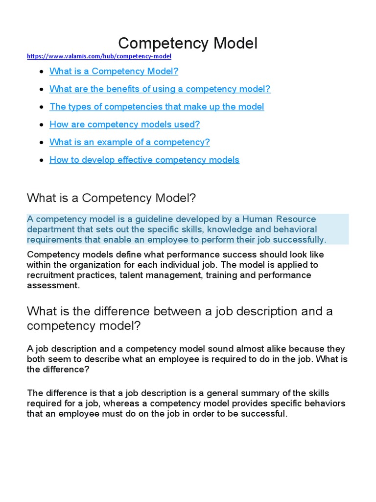 What Is A Competency Model? | PDF | Competence (Human Resources ...