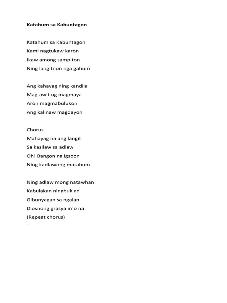 Katahum Sa Kabuntagon | PDF