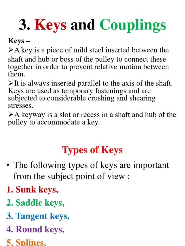UNIT03 Keys and Couplings | PDF | Mechanical Engineering | Applied And ...