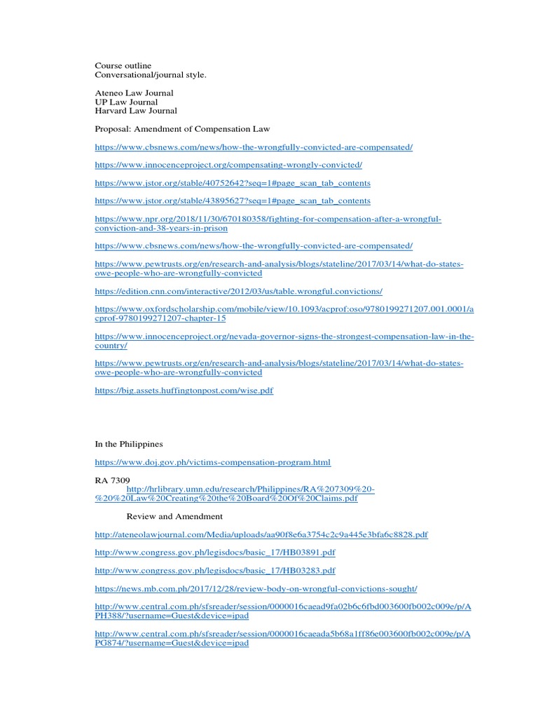 Course Outline Conversational/journal Style. Ateneo Law Journal UP Law ...