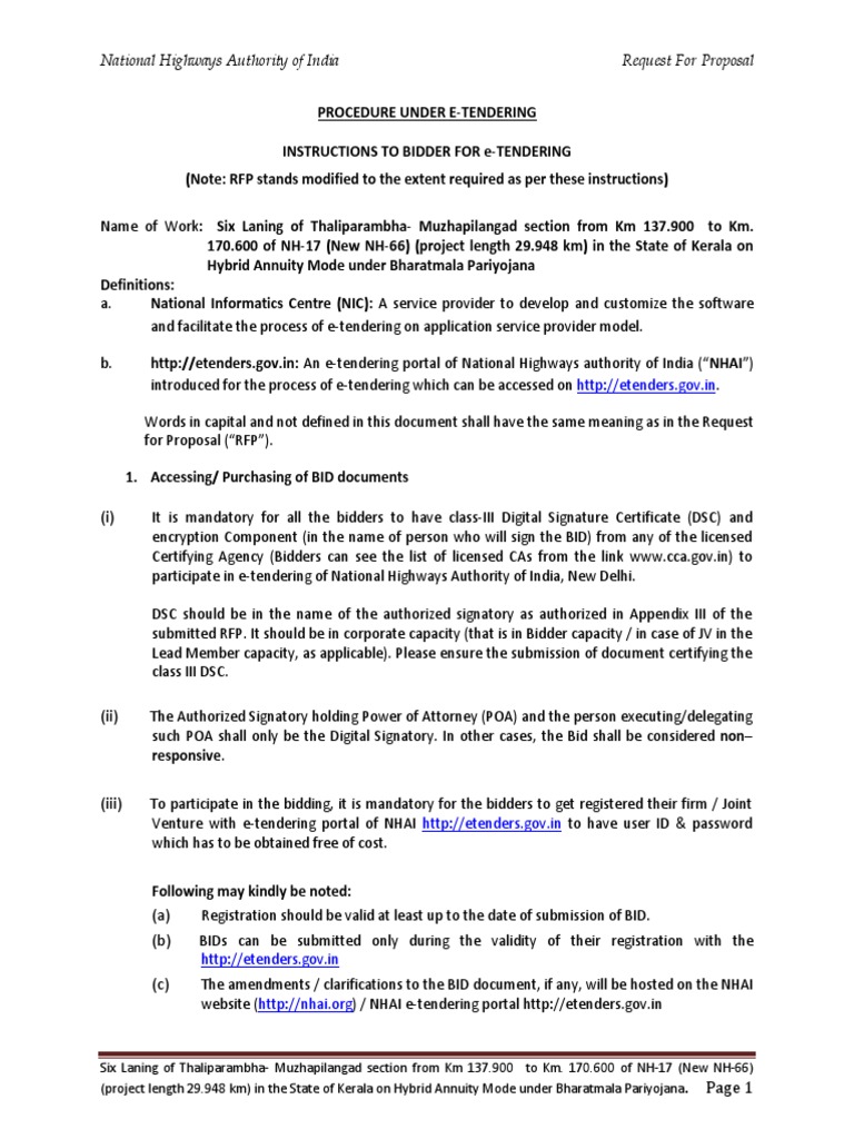 Procedure Under E-Tendering Kerala | Download Free PDF | Request For Proposal | Government