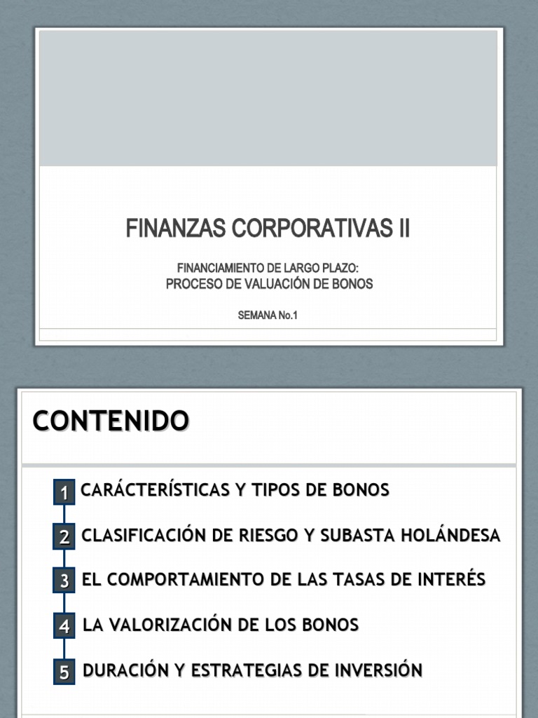 FC - II - Semana N°1 - Valuación de Bonos | PDF | Interés | Precios