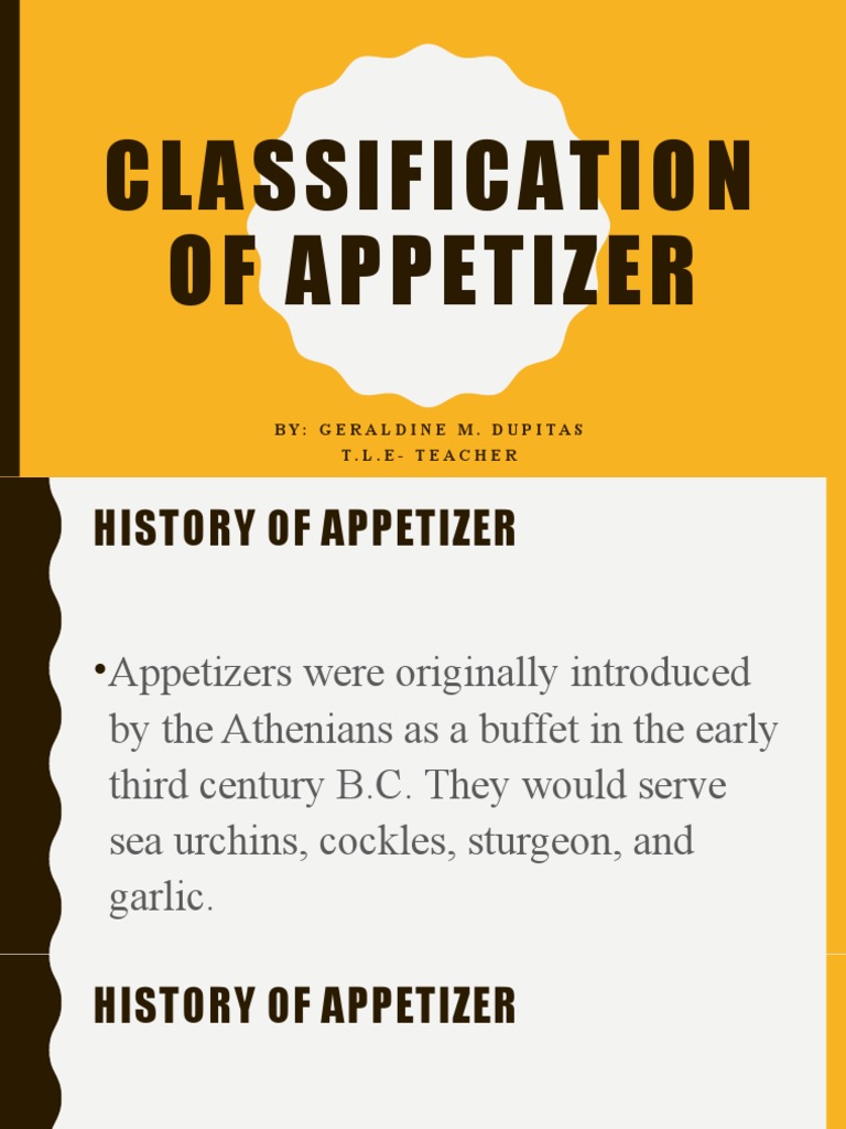 Classification of Appetizer | PDF | Hors D'oeuvre | Foods