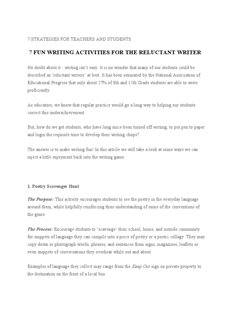 7 Strategies For Teachers and Students | PDF | Poetry | Literacy