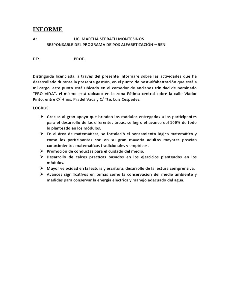 Modelo de INFORME | PDF