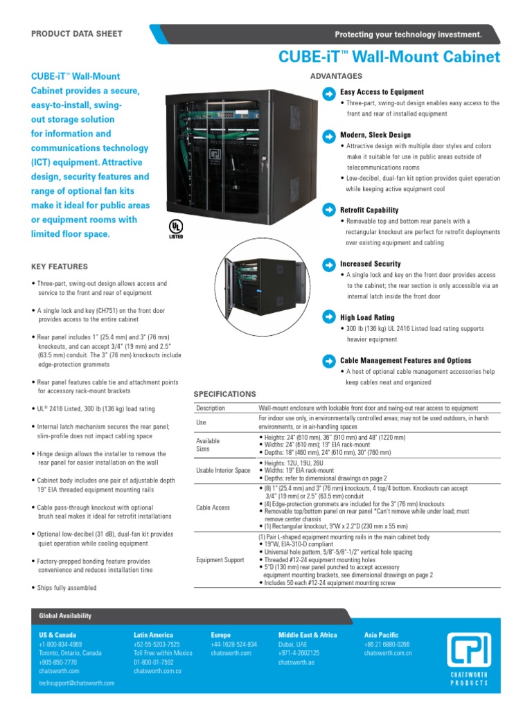 Cube-It Wall-Mount Datasheet PDF | PDF | Manufactured Goods | Equipment