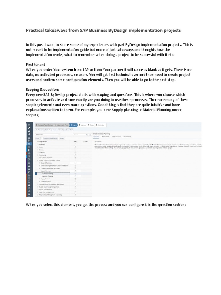 SAP ByDesign Implementation Tips | PDF | Microsoft Excel | Business Process