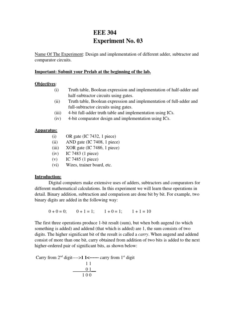 EEE 304 - Exp3 PDF | PDF | Arithmetic | Teaching Mathematics