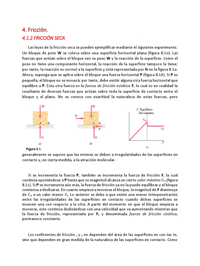Análisis de la fricción seca y sus aplicaciones en ingeniería | PDF ...