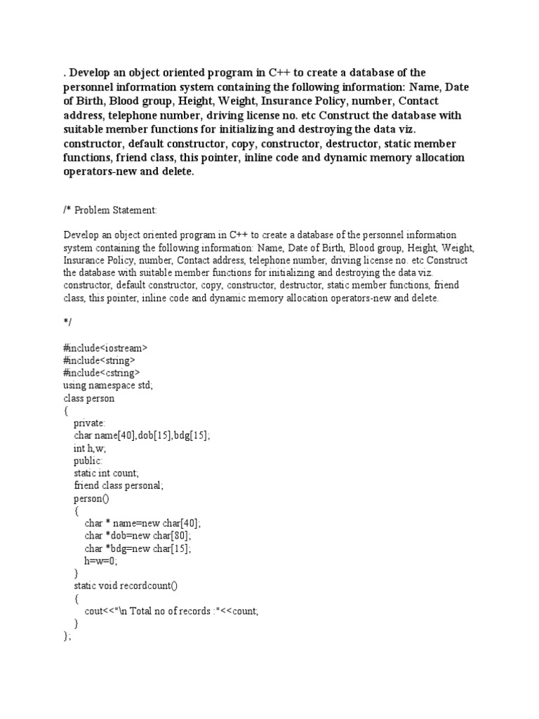 Develop An Object Oriented Program In C Pdf Constructor Object Oriented Programming 8626