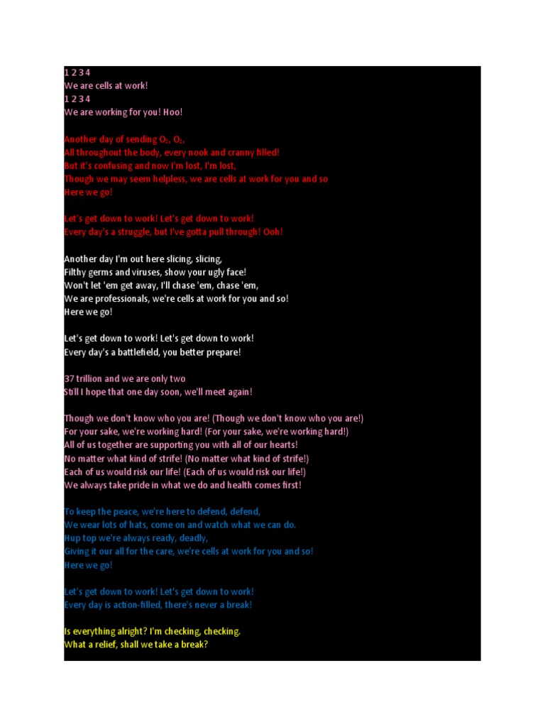 Cells at Work - Intro - Lyrics | PDF