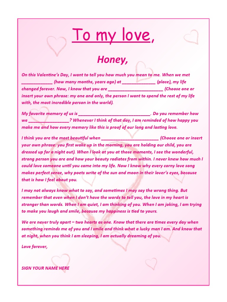 Romantic Letter Template | PDF