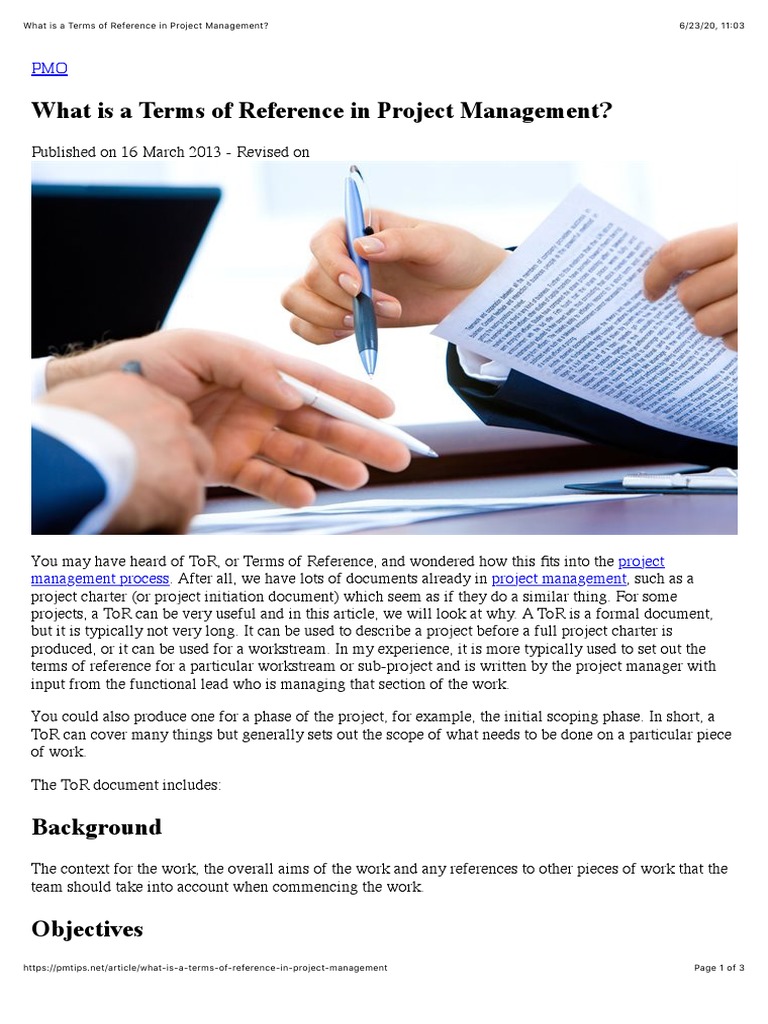 Understanding Terms of Reference in PM | PDF | Project Management ...