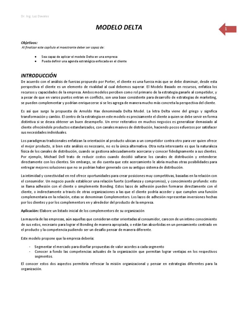 Modelo Delta Resumen 2 PDF | PDF | Cadena de valor | Cliente