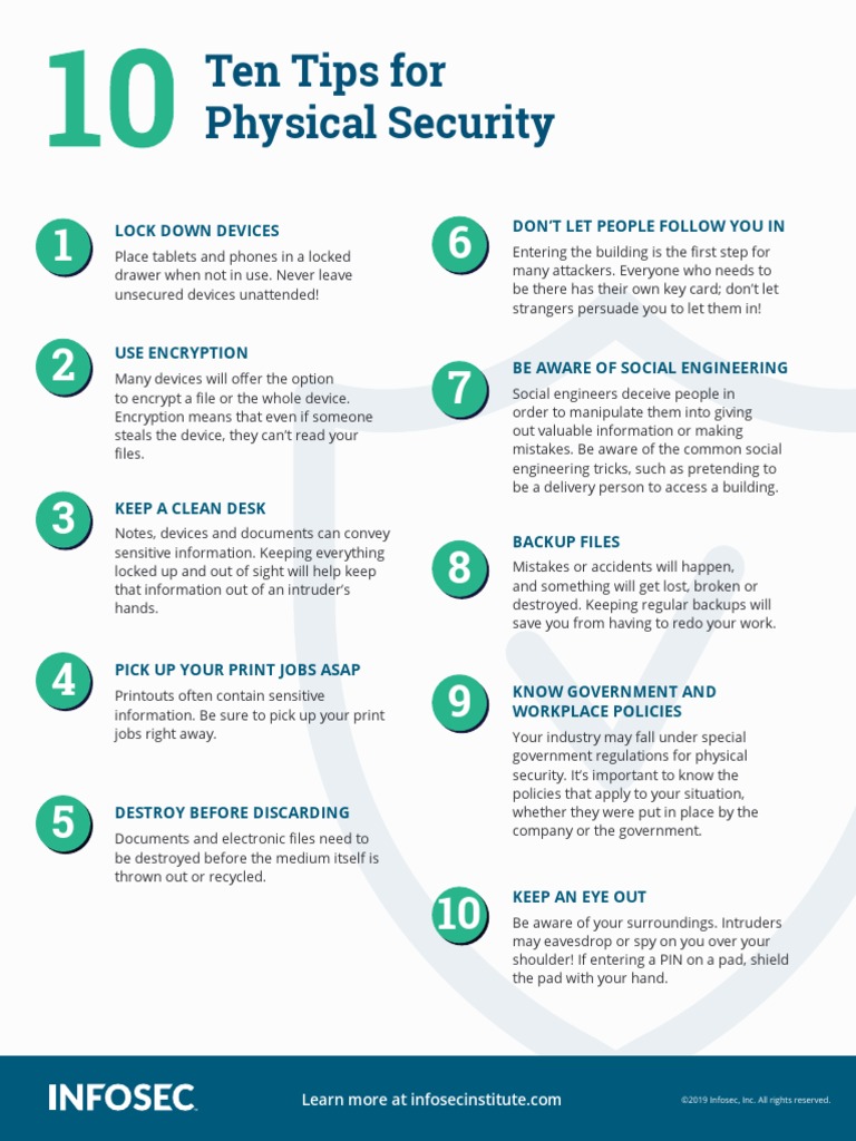 10 Tips For Physical Security | PDF | Encryption | Information Security