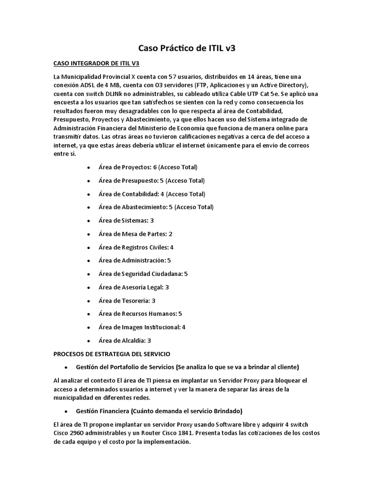 Caso Práctico de ITIL | PDF | Servidor proxy | Internet