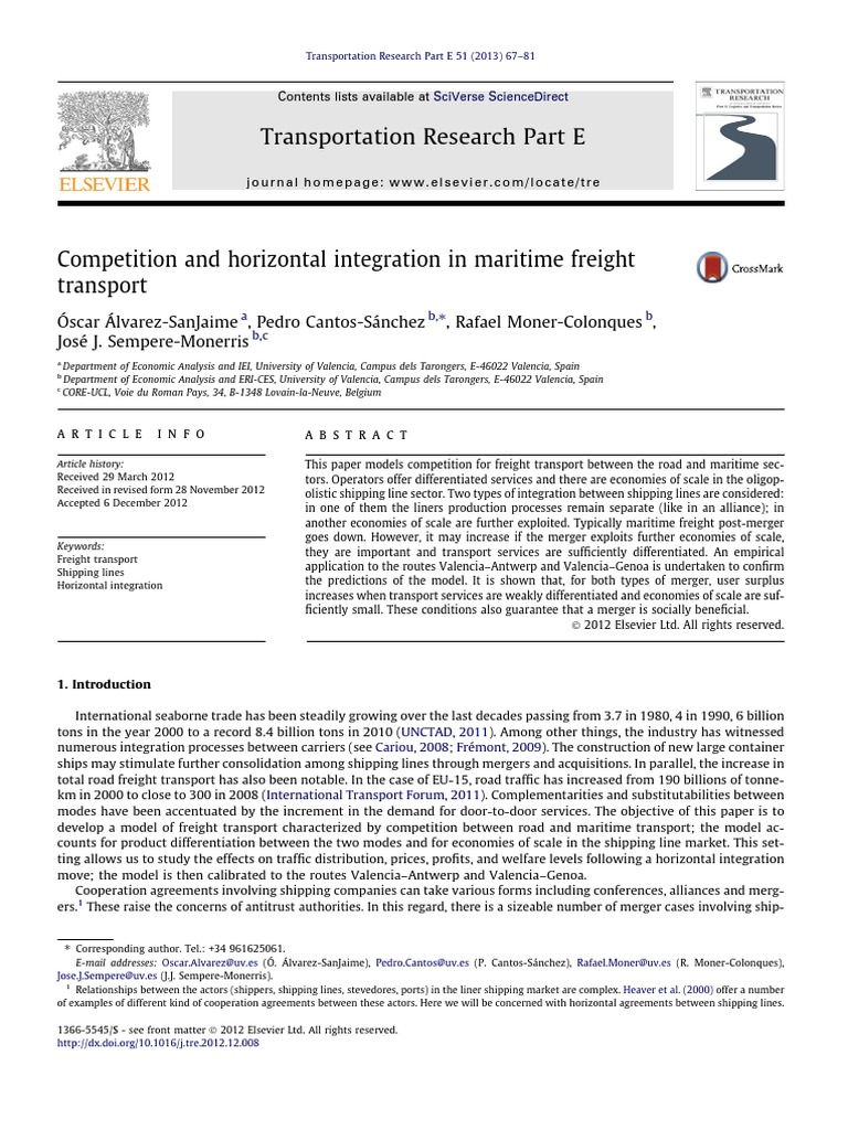 Transportation Research Part E | PDF | Mergers And Acquisitions ...