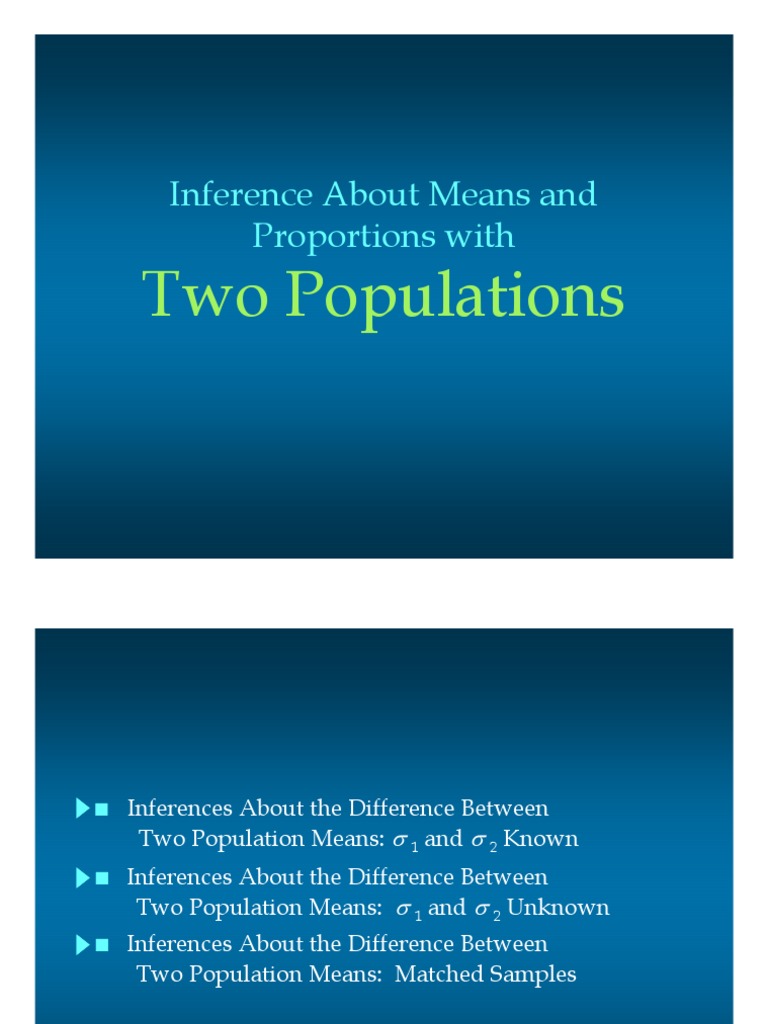 Comparing Population Means and Proportions | PDF | Student's T Test ...