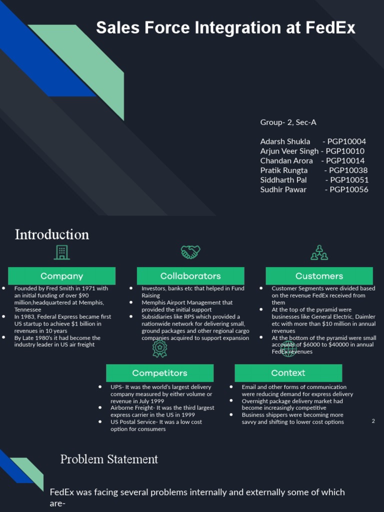 Sales Force Integration at FedEx - Group 2 | PDF | Supply Chain ...