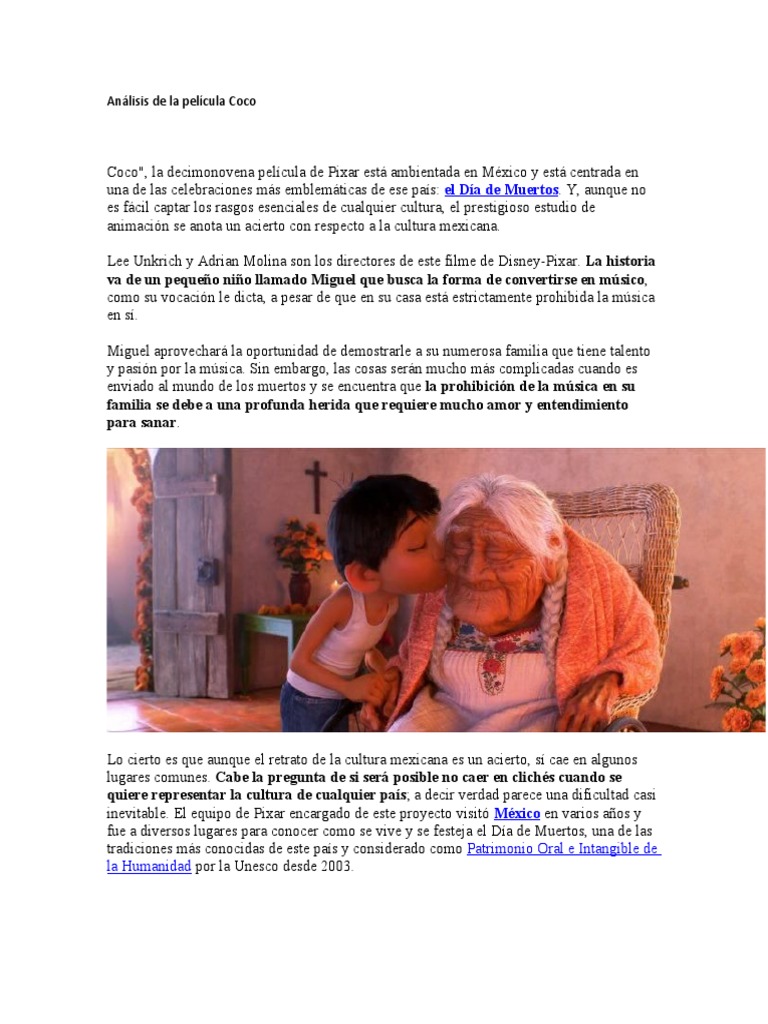 Analisis de La Pelicula Coco | PDF | Cine