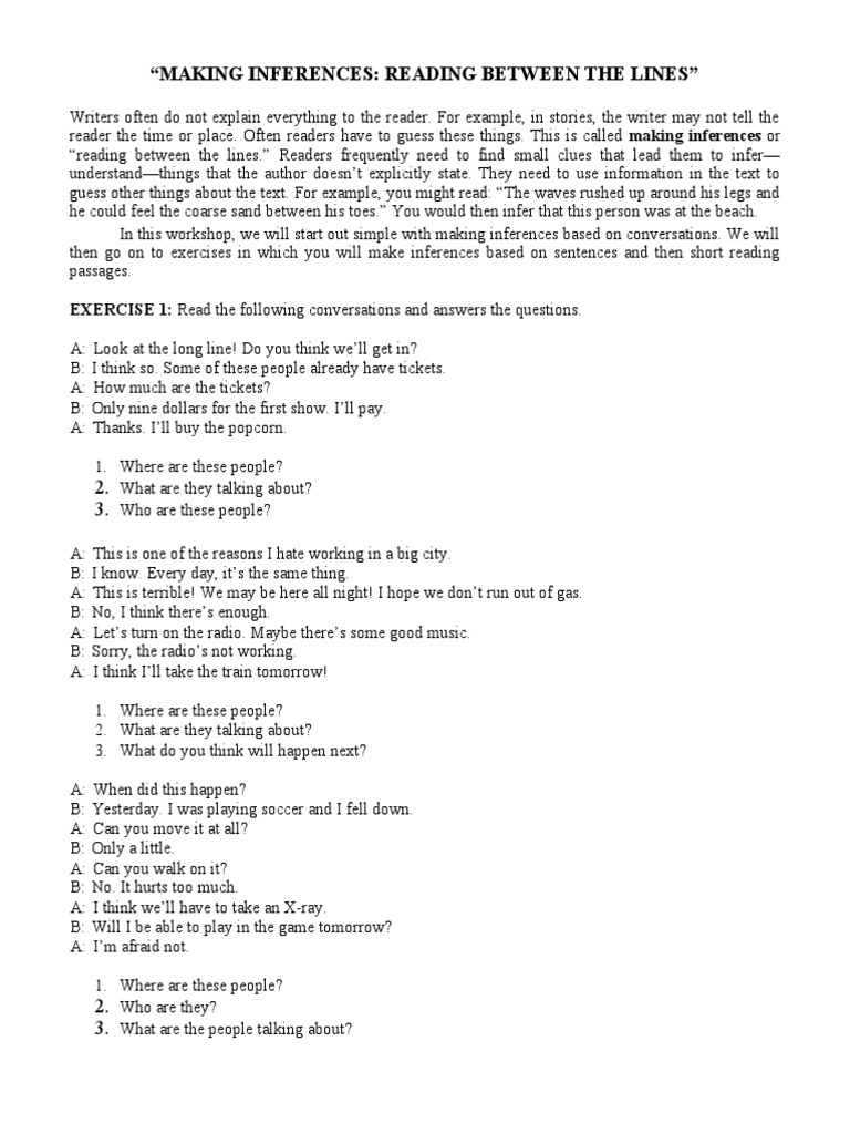 Making Inferences: Reading Between the Lines | PDF | Perfume | Vacuum Tube