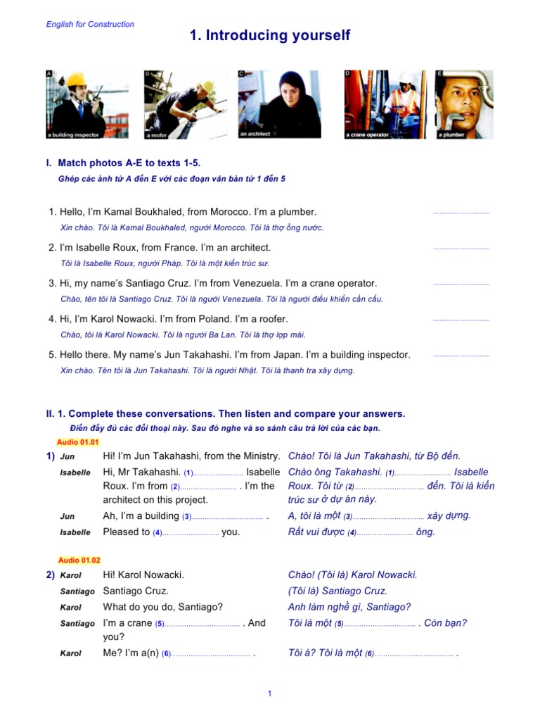 English For Construction Lesson 1 | PDF