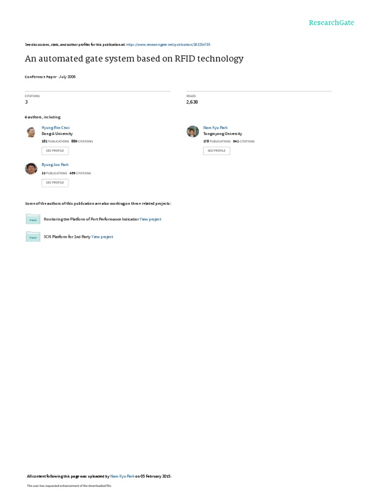 RFID-Based Automated Gate System | PDF | Radio Frequency Identification ...