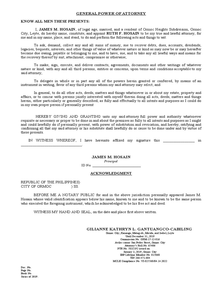 General Power of Attorney Form | PDF | Power Of Attorney | Civil Law ...