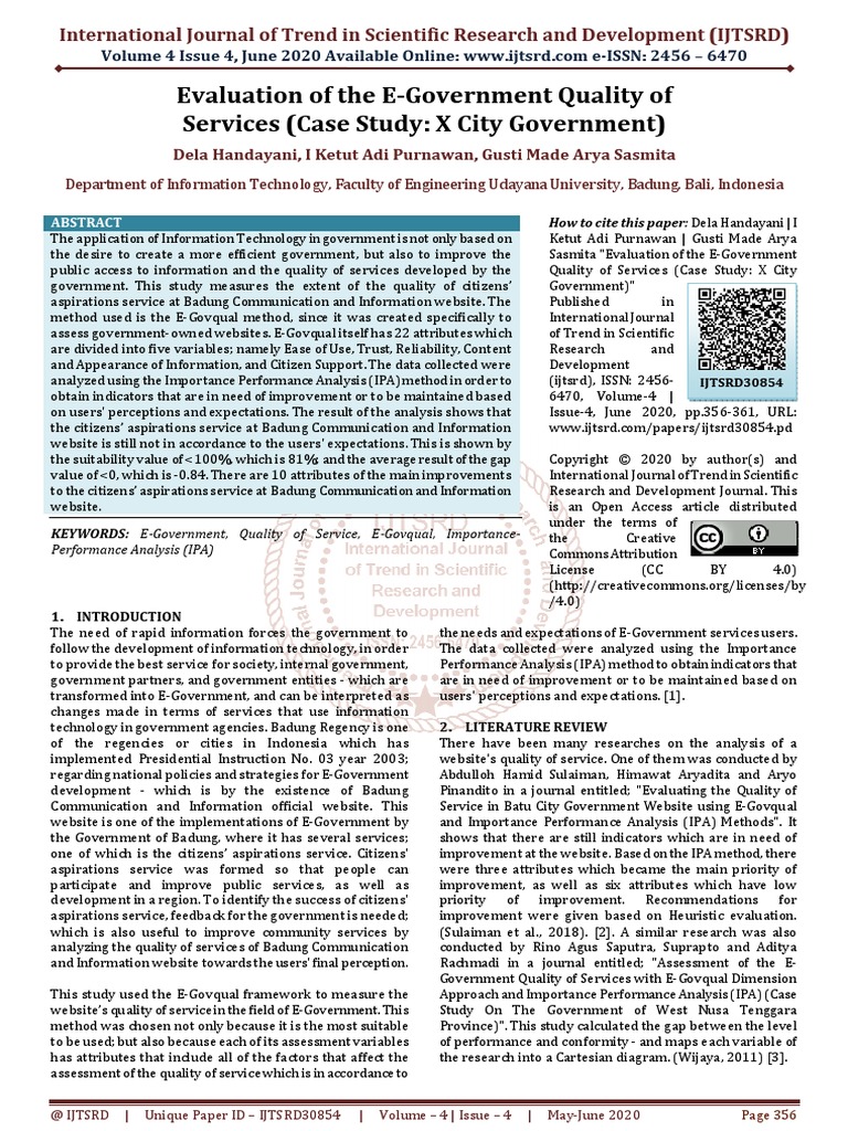 Evaluation of The E Government Quality of Services Case Study X City ...