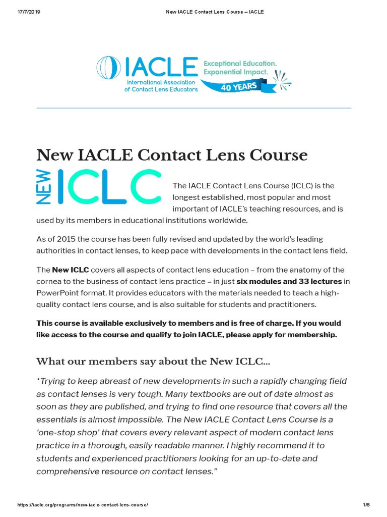 New IACLE Contact Lens Course - IACLE | PDF | Contact Lens | Ophthalmology