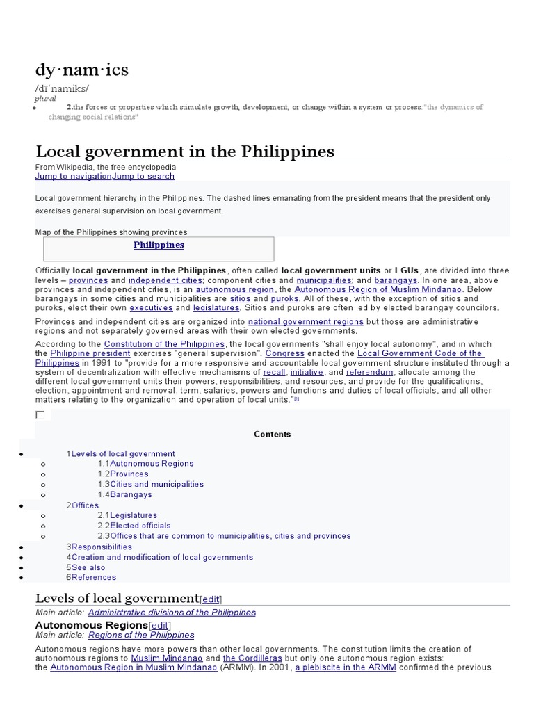 Dynamic of Philippines Government | PDF | Philippines | Social Institutions