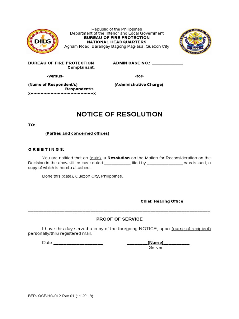 Notice of Resolution | PDF | Registered Mail | Government