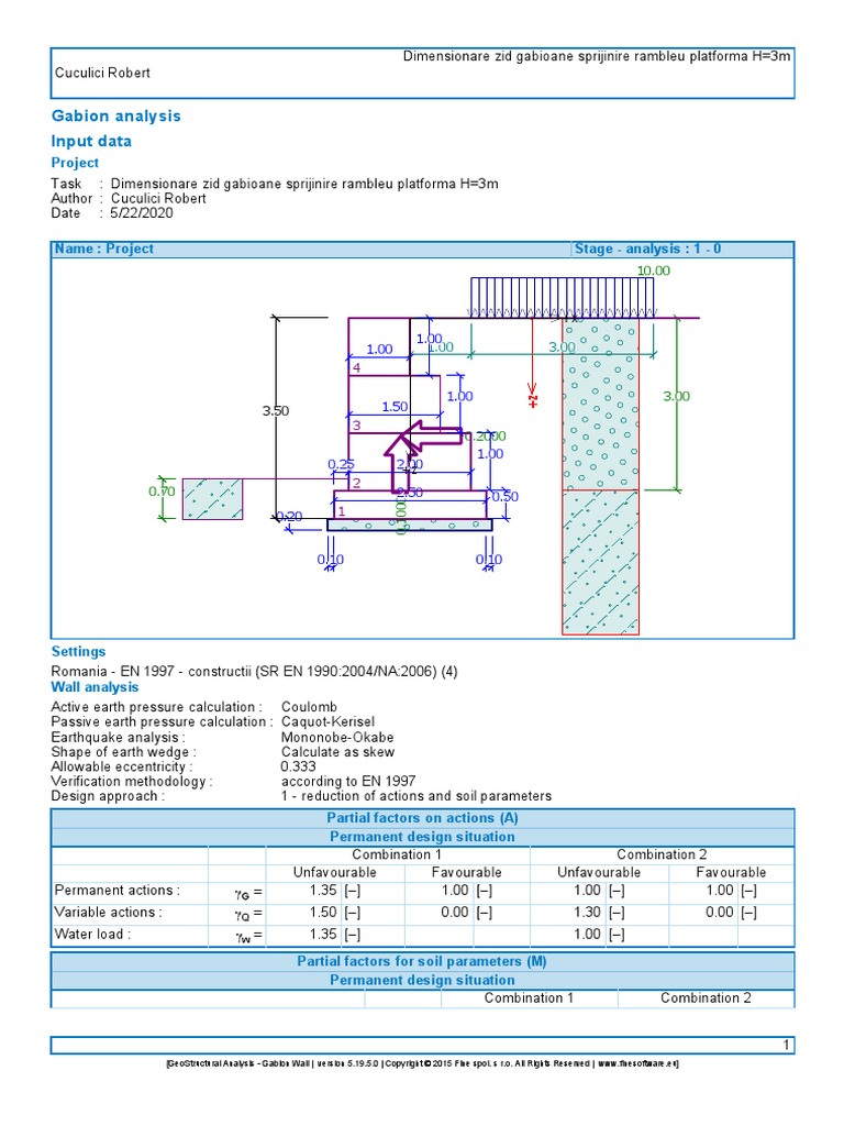 Gabion Analysis Input Data: Project | PDF | Soil | Physical Quantities