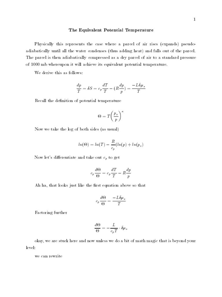 The Equivalent Potential Temperature | PDF | Materials Science ...