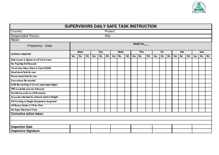 DSTI Supervisors Daily Safet Task Instruction PDF | PDF