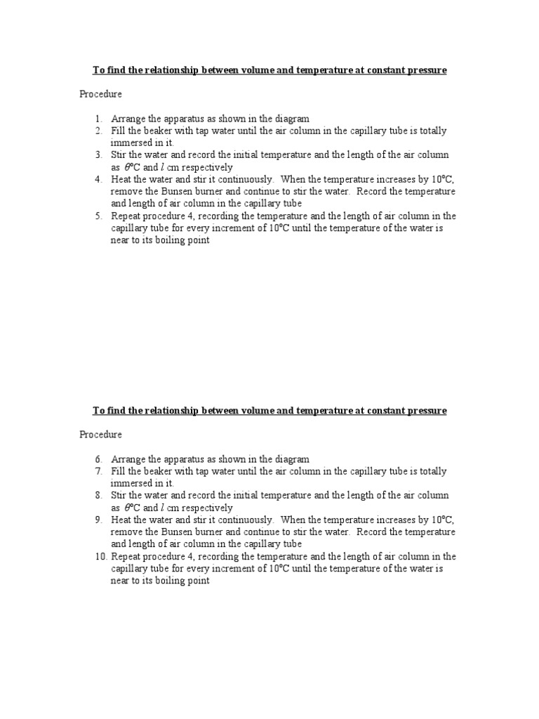Experiment Charles Law | PDF | Temperature | Gases