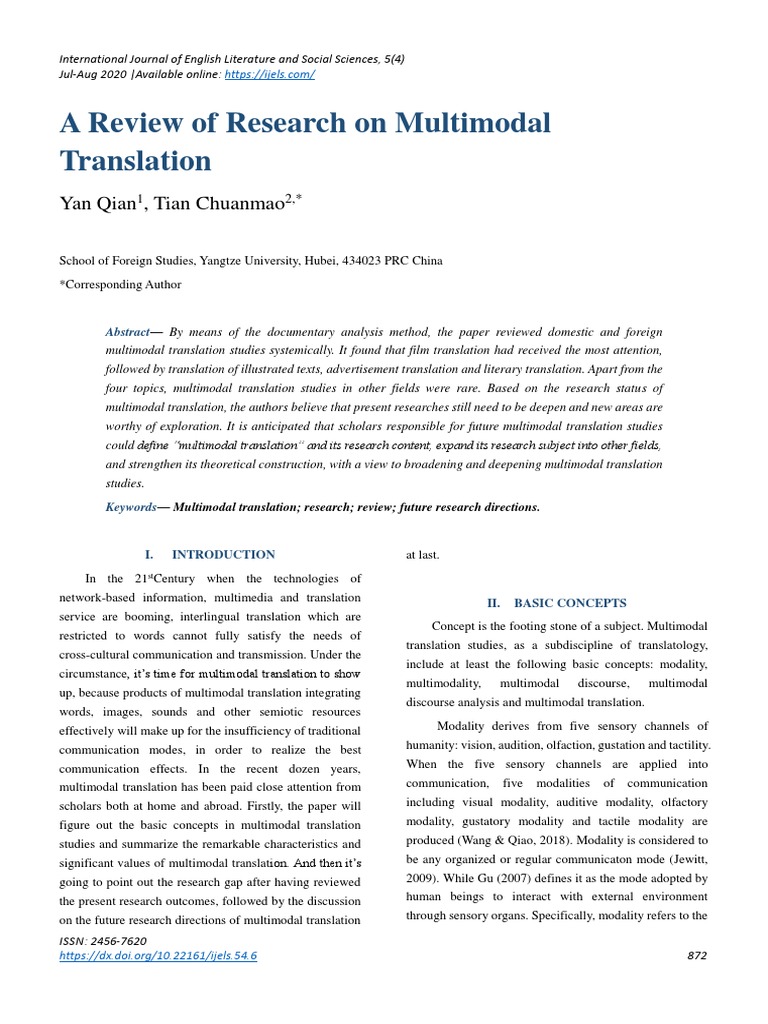 Multimodal Translation Research Review | PDF | Translations | Communication