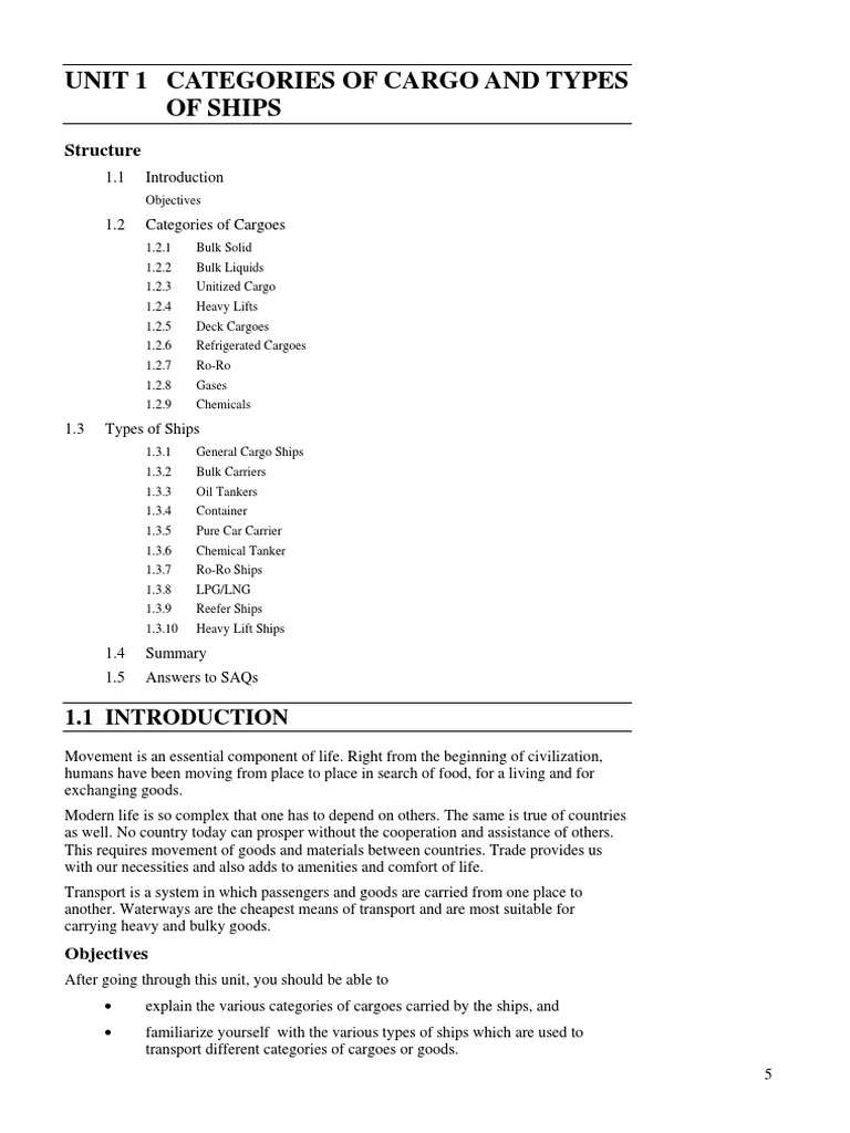 Categories of Cargo and Types of Ships | PDF | Oil Tanker | Liquefied ...