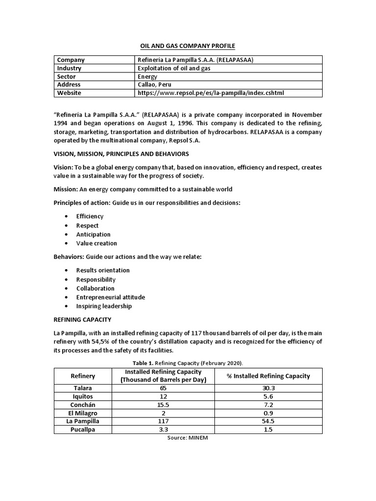 Oil and Gas Company Profile | PDF | Oil Refinery | Fuel Oil