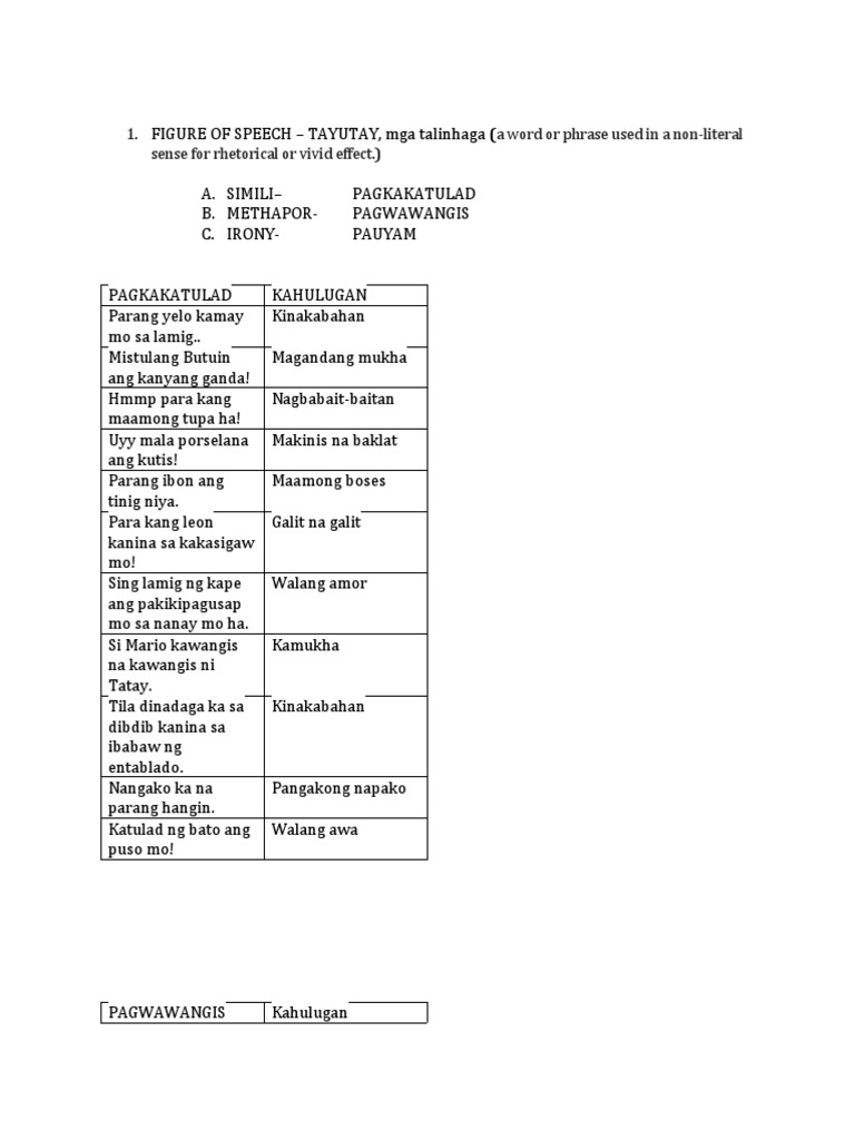 TAYUTAY Lesson 1 | PDF