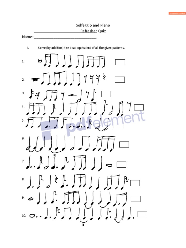 Solfeggio and Piano Refresher Quiz Name | PDF | Language Arts ...