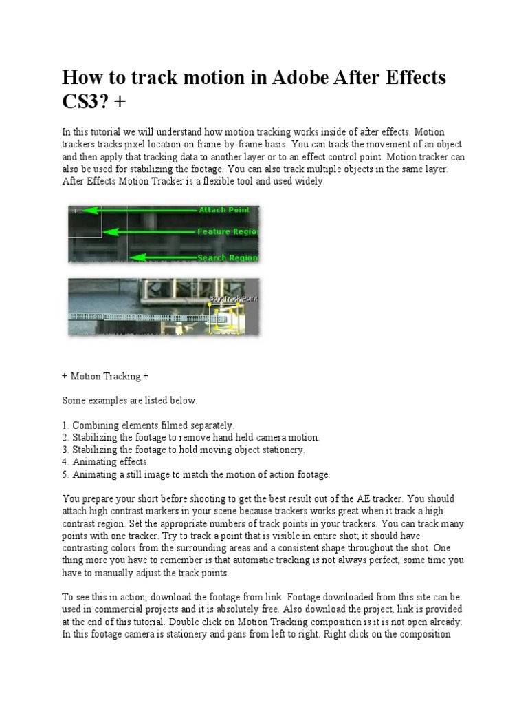 How To Track Motion in Adobe After Effects CS3 | PDF | Imaging | Computing