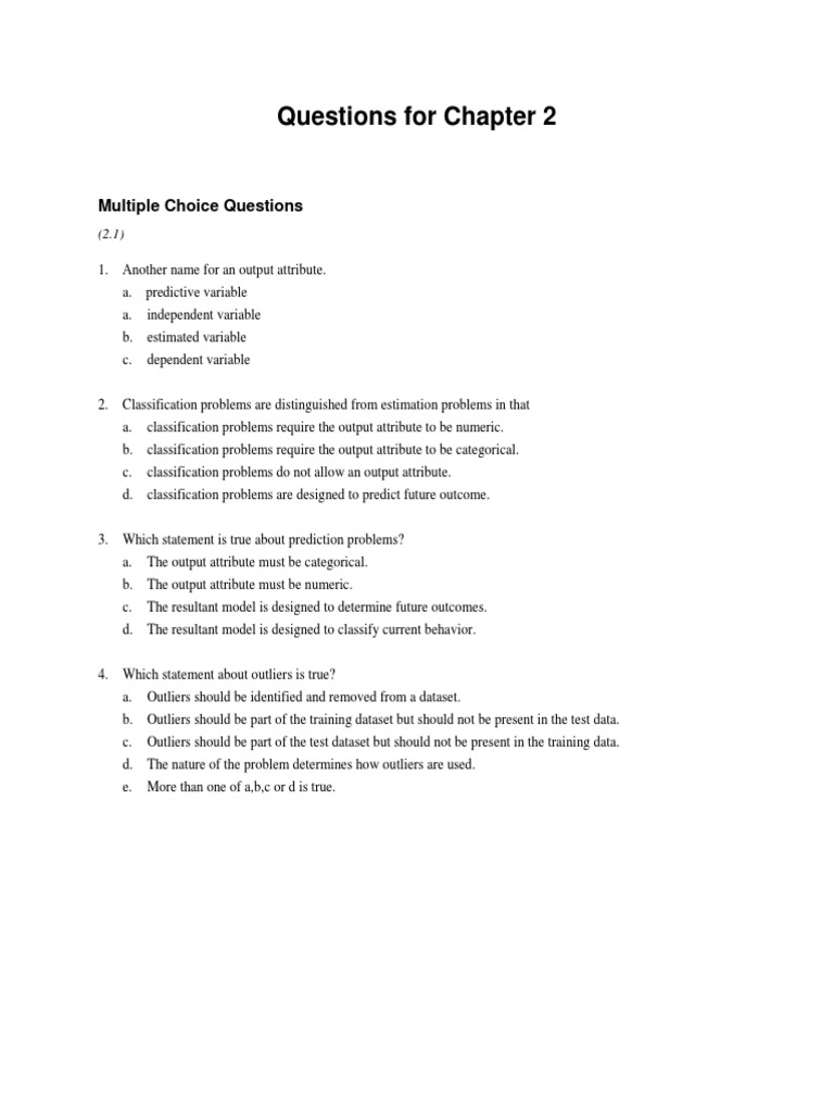 Questions For Chapter 2 | PDF | Statistical Classification | Errors And Residuals