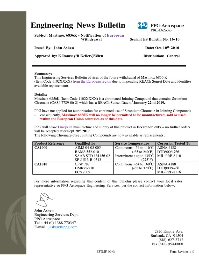 Mastinox 6856K Withdrawal Notice | PDF