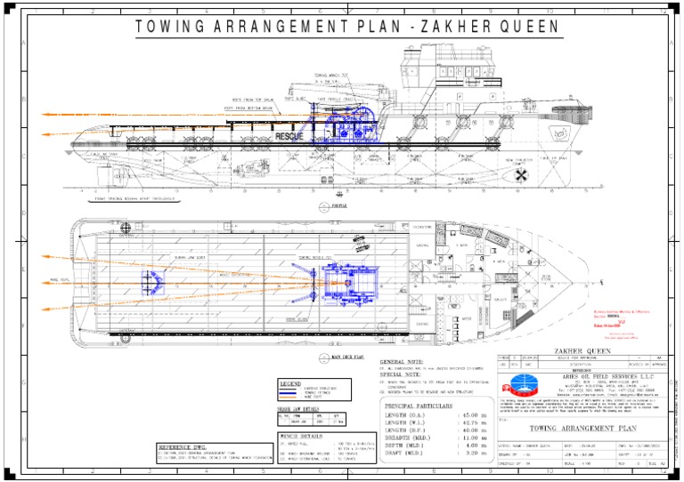 Towing Arrangement Plan for Zakher Queen | PDF