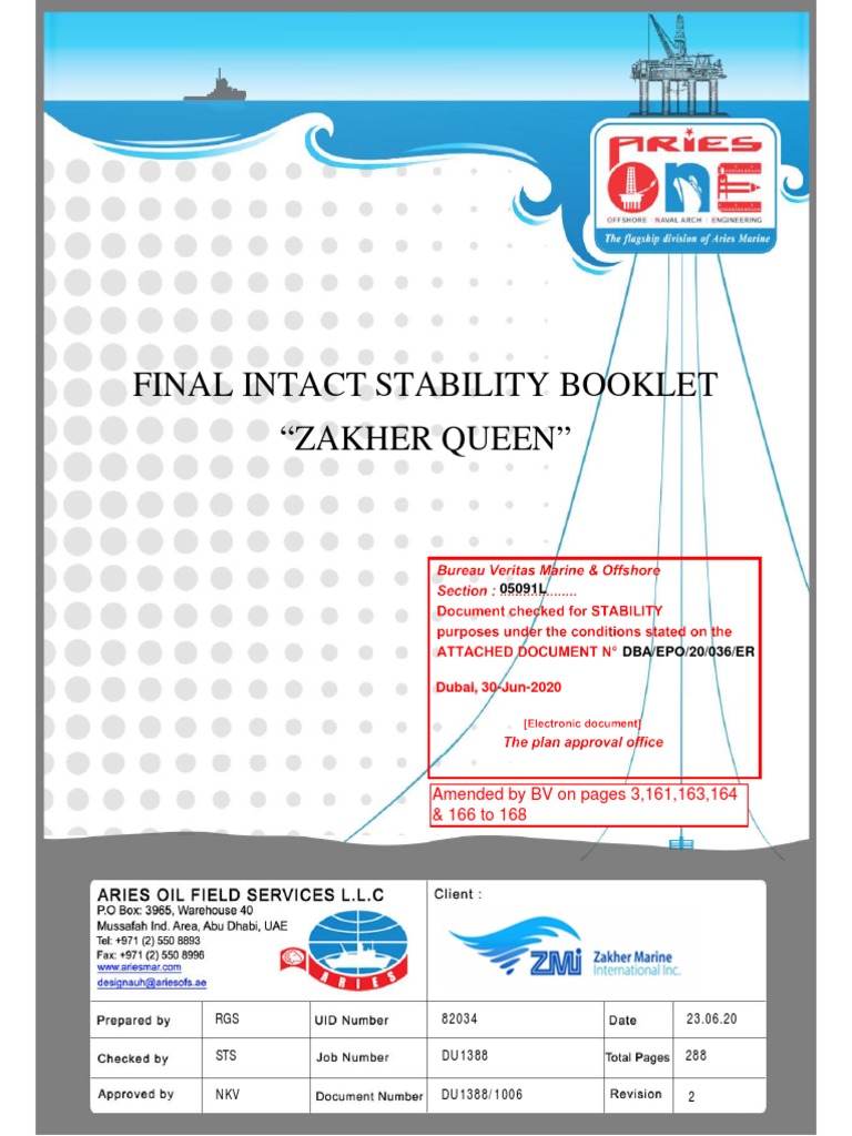 Du1388 1006 Final Intact Stability Booklet Rev.2 BV-BV | Download Free PDF | Water Transport ...