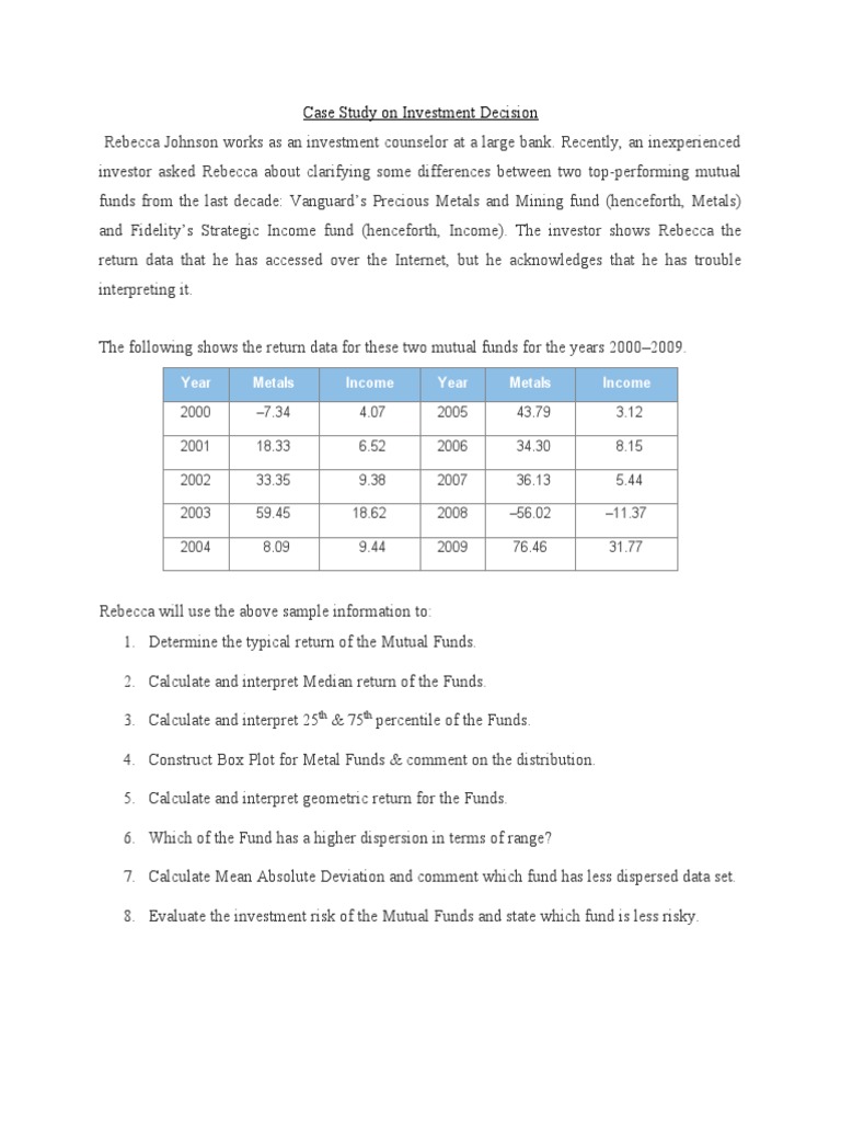 Investment Decision Case Study: Mutual Funds Analysis | PDF